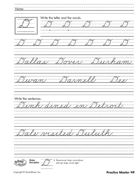 Zaner Bloser Cursive Worksheets