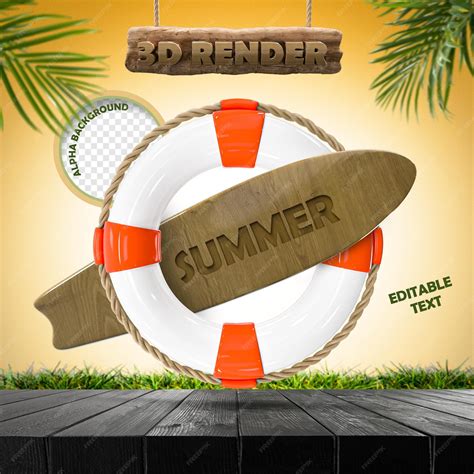 Premium Psd 3d Floater Summer Composition
