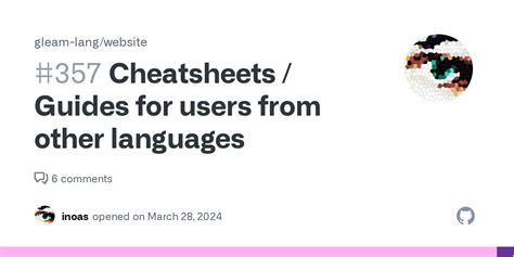 Cheatsheets Guides For Users From Other Languages · Issue 357 · Gleam Langwebsite · Github