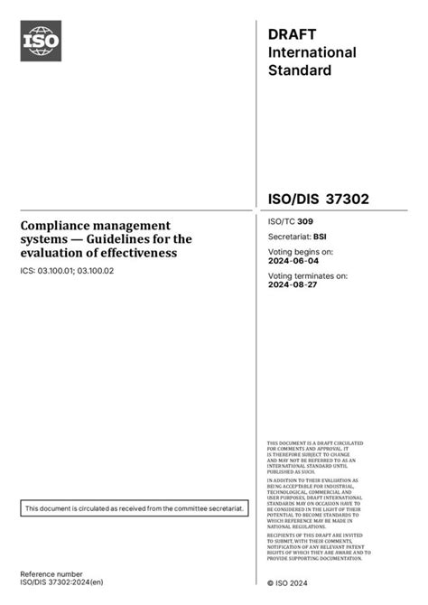 ISO DIS 合规管理体系有效性评估指南 标准全文