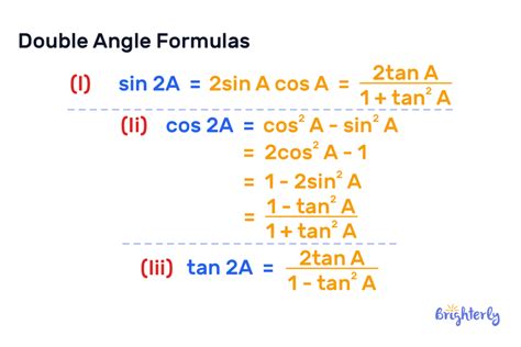 cos2x formula identity and solved math tasks