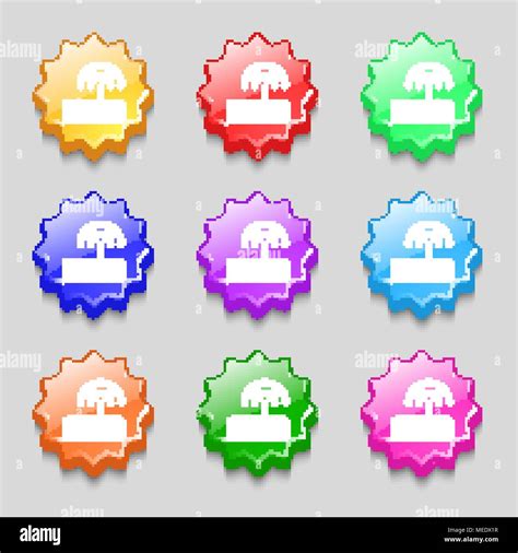 Wi Fi Router Icon Sign Symbol On Nine Wavy Colourful Buttons Vector Illustration Stock Vector