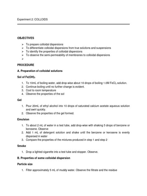 Chem 2212 Lablab Manual Exp2 Pdf Adsorption Colloid