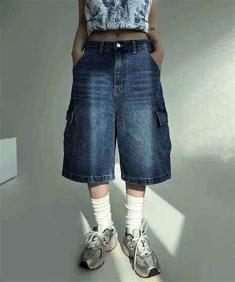 W Denim Cargo Bermuda Pants 진청 흑청 워싱 청 버뮤다 데님 팬츠 반바지 버뮤다팬츠 버뮤다바지 5부바지 7부바지 데님반바지 카고반바지 청반바지 카고바지