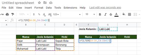 Rumus Filter Spreadsheet