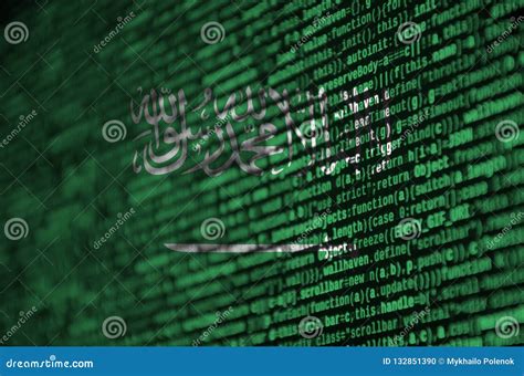 Saudi Arabia Flag Is Depicted On The Screen With The Program Code The
