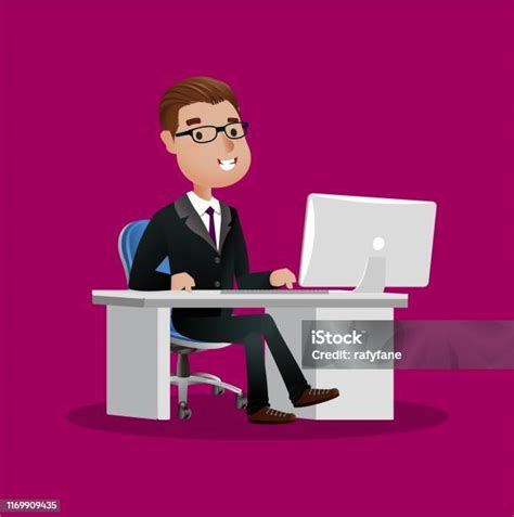 사무실 책상에서 랩톱 컴퓨터에서 작업하는 성공적인 비즈니스 피플 캐릭터 검색에 대한 스톡 벡터 아트 및 기타 이미지 검색 경영자 공부 Istock
