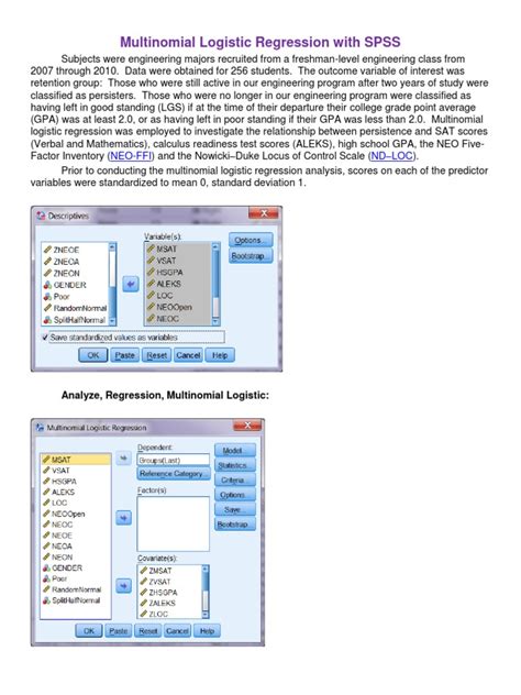 Multinomial Logistic Regression With Spss Neo Ffi Nd Loc Pdf Logistic Regression Sat