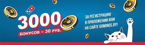 ДАРИМ 3 000 БОНУСОВ ЗА РЕГИСТРАЦИЮ Dominos Pizza Минск