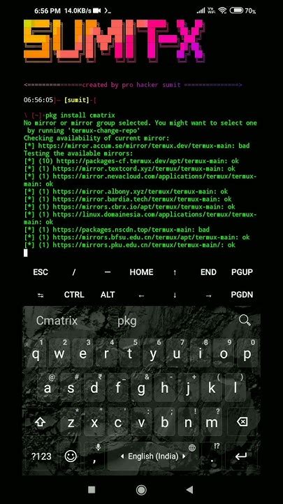 cmatrix in termux 😯😯😯 shortfeed shorts termux youtube
