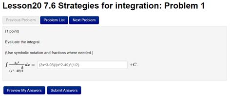 solved lesson20 7 6 strategies for integration problem 1