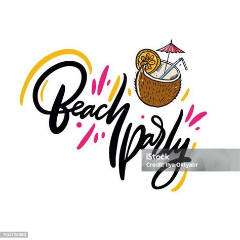 해변 파티 문구입니다 손으로 그린 벡터 레터링 여름 견적 흰색 배경에 고립입니다 디자인에 대한 스톡 벡터 아트 및 기타 이미지 디자인 라벨 모던 양식 Istock