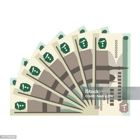 이집트 파운드 벡터 그림입니다 이집트 가자 지구 돈 세트 번들 지폐 지폐 100 Egp 플랫 스타일 흰색 배경에 격리 심플한 미니멀 디자인 0명에 대한 스톡 벡터 아트 및