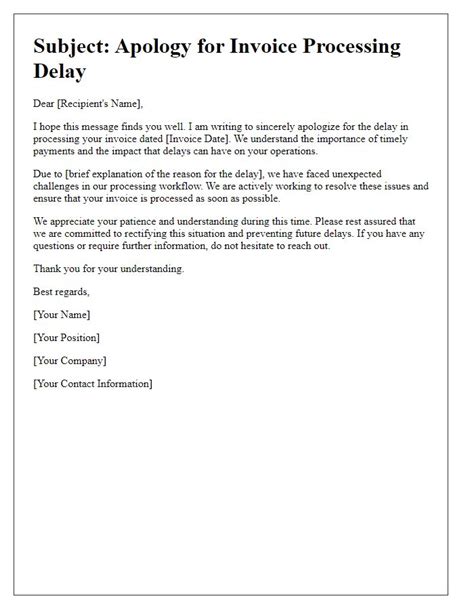 Letter Template For Invoice Processing Delay Free Samples In Pdf