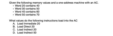 Answered Given The Following Memory Values And A Bartleby