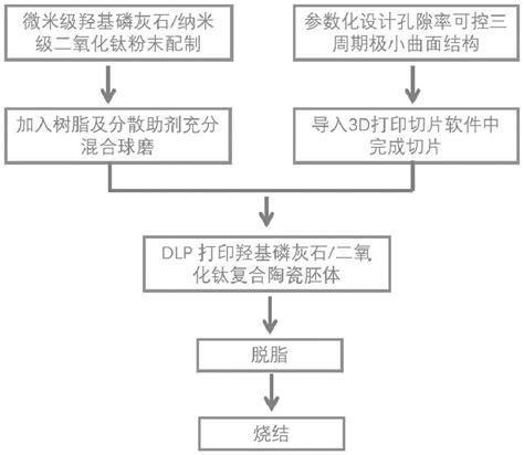 一种光固化3d打印三周期极小曲面结构羟基磷灰石二氧化钛复合生物陶瓷的制备方法与流程