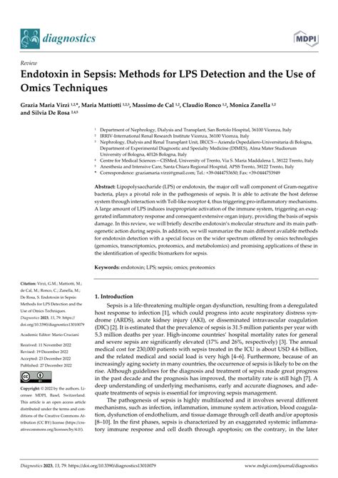 Pdf Endotoxin In Sepsis Methods For Lps Detection And The Use Of Omics Techniques