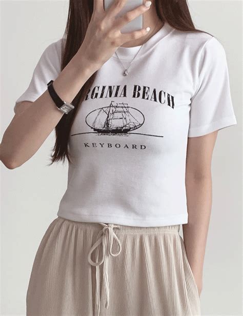 러블마켓 🤞빈티지트렌디 꾸안꾸 데일리 레터링 스판 크롭 반팔 티셔츠 위시버킷