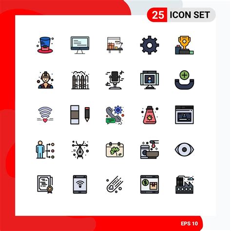 Stock Vector Icon Pack Of 25 Line Signs And Symbols For Champion Bowl