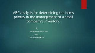 Abc Analysis For Determining The Items Priority In PPT