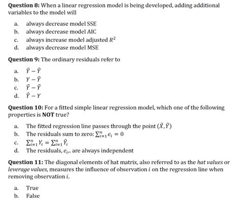 Solved Question 8 When A Linear Regression Model Is Being Chegg Com