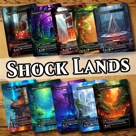Shock Lands Full Fantasy Art X10 Fantasy Style Commander Friendly Mtg