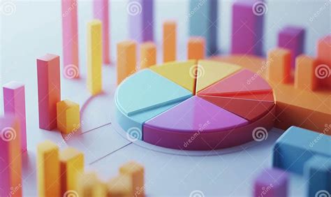 Colorful 3d Data Visualization With Pie Chart And Bar Graphs Representing Statistical