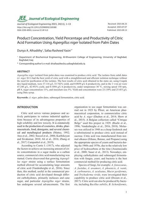 Pdf Product Concentration Yield Percentage And Productivity Of