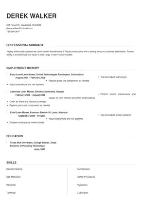 Lawn Mower Resume Sample Tips Online Resume Builder