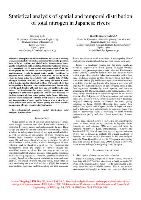 Pdf Statistical Analysis Of Spatial And Temporal Distribution Of Total Nitrogen In Japanese Rivers