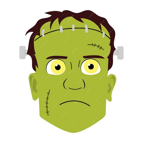 Premium Vector Frankenstein Face On A White Background