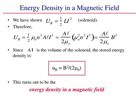 Magnetic Energy Density Of Solenoid Formula At Amelia Rojas Blog