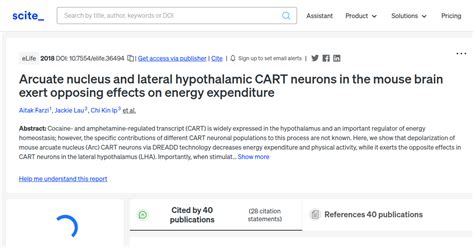 Arcuate Nucleus And Lateral Hypothalamic Cart Neurons In The Mouse Brain Exert Opposing Effects