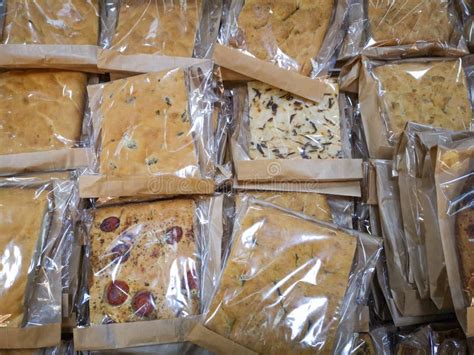 Counter Assorted Buns Cut And Packaged For Sale Stock Image Image Of