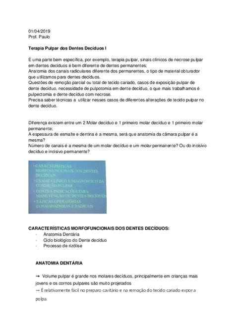 Doc Terapia Pulpar Em Dentes Decíduos