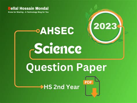 Hs Science Question Paper 2023 Pdf Download Ahsec