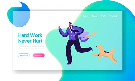 우편 배달 부 유니폼과 모자를 어깨에 가방을 빠르게 실행 하는 강아지 포스트 급행 배달 서비스 메일 편 발송 됩니다 웹사이트 방문 페이지 웹 페이지 만화 평면 벡터 일러스트