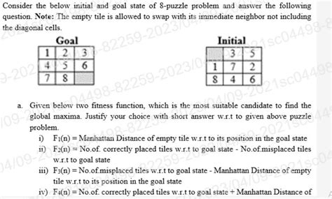 Solved Consider The Below Initial And Goal State Solutioninn