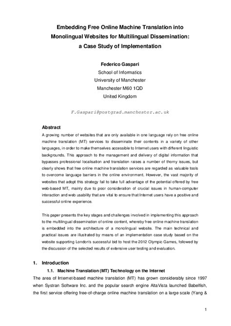 Pdf Embedding Free Online Machine Translation Into Monolingual Websites For Multilingual