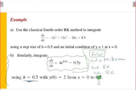 Solved Example A Use The Classical Fourth Order Rk Method