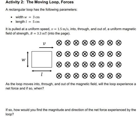 Solved Activity The Moving Loop Forces A Rectangular Chegg Com