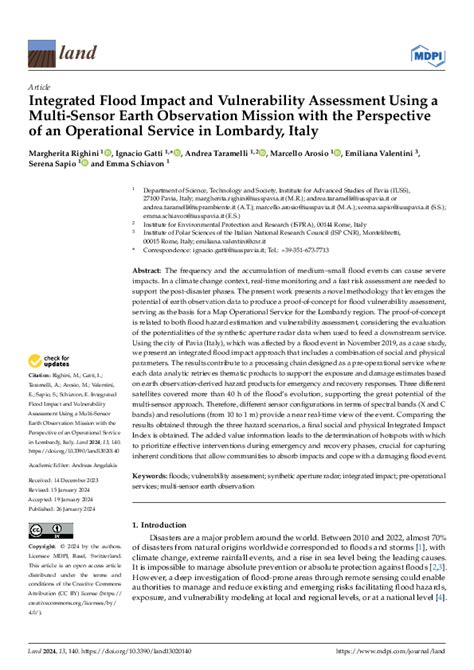 Pdf Integrated Flood Impact And Vulnerability Assessment Using A Multi Sensor Earth