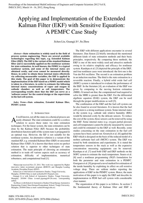 Pdf Applying And Implementation Of The Extended Kalman Filter Ekf With Sensitive Equation A