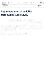 Implementation Of An ERM Framework Case Study Pdf PG Program In