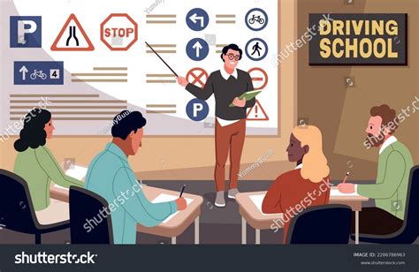 Driving Babe Lesson Men Women Group Stock Vector Royalty Free 2286786963 Shutterstock