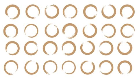 원 손 그리기 다채로운 수채화 스트로크 프레임 세트 프리미엄 벡터