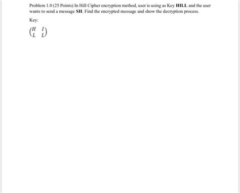 solved problem 1 0 25 points in hill cipher encryption