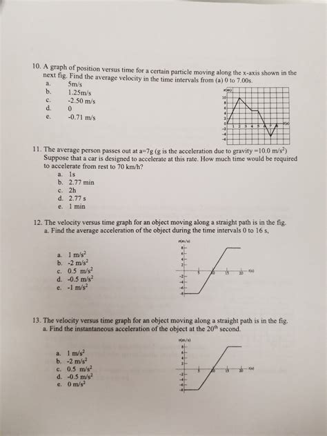 Solved 10 A Graph Of Position Versus Time For A Certain