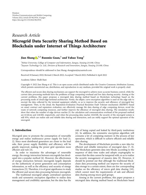 Pdf Microgrid Data Security Sharing Method Based On Blockchain Under Internet Of Things