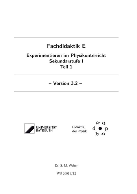 Experimentieren Im Physikunterricht Si Teil1 Didaktik Der Physik